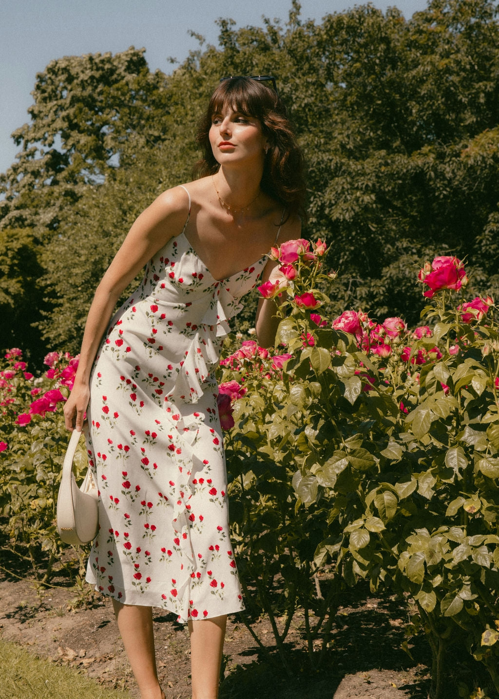 Rowan White Floral Silk Dress | AZURIERA