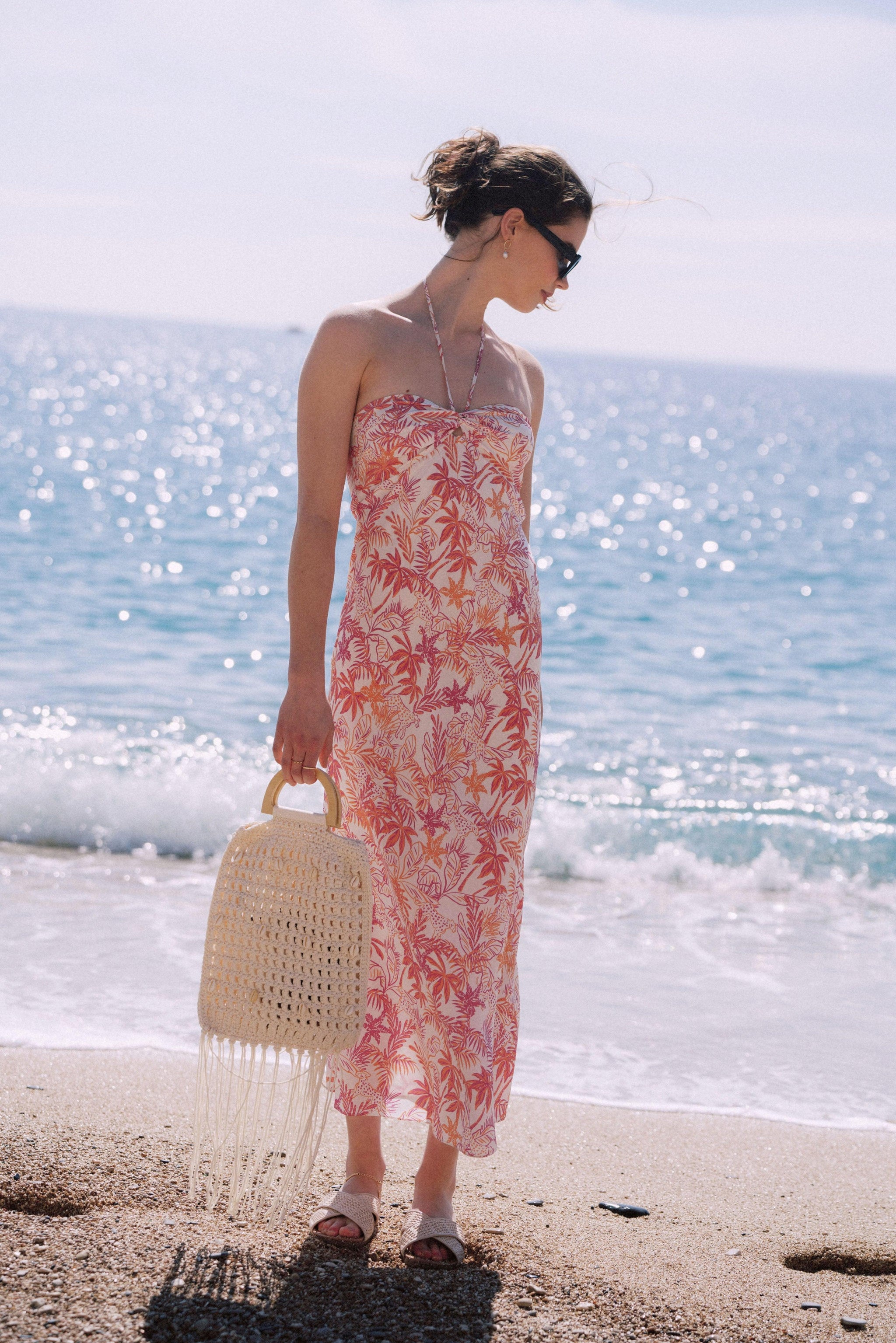 Marlene Tropical Print Silk Slip Dress | AZURIERA